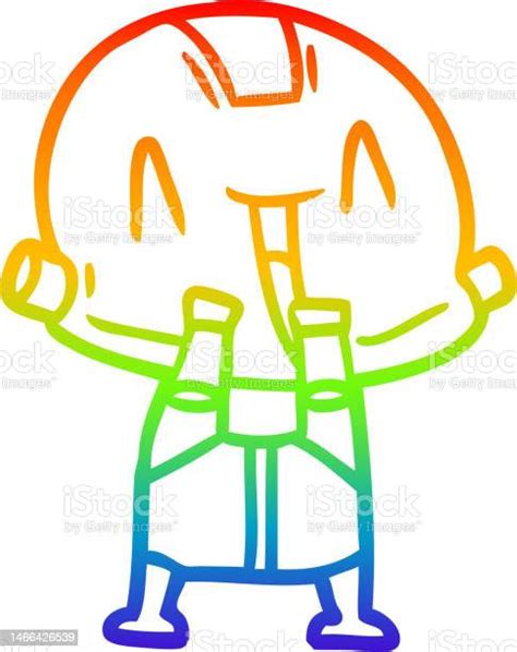 Dessin Au Trait Dégradé Arcenciel Dun Robot De Dessin Animé Vecteurs