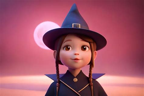 Premium Ai Image Cute Cartoon Witch