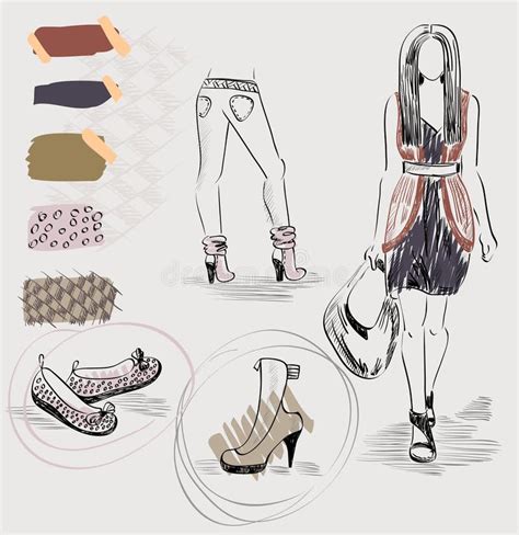 Cool Hand Drawn Fashion Woman In Coat Stylish Beautiful Woman In