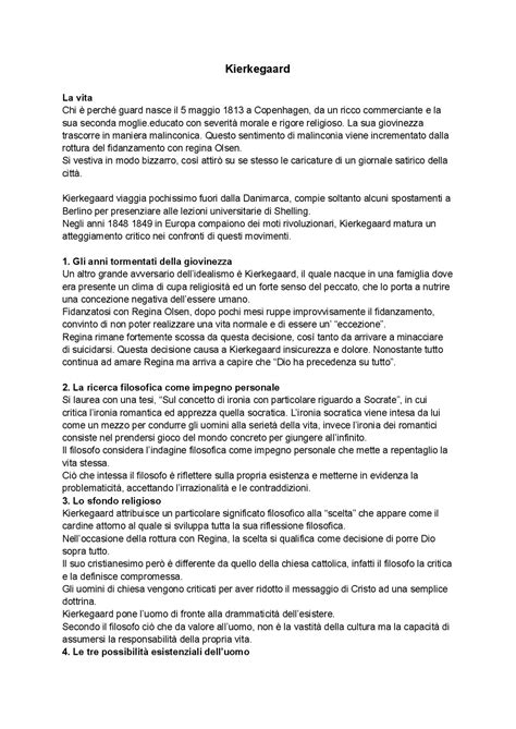 Riassunto Søren Kierkegaard Docsity