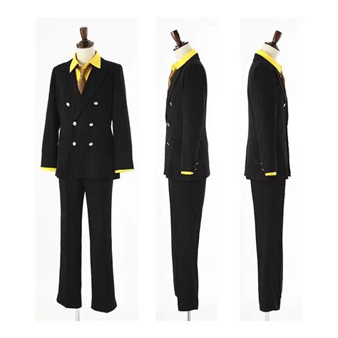 Black Leg Sanji Cosplay Costumes Yellow Shirt And Black Double