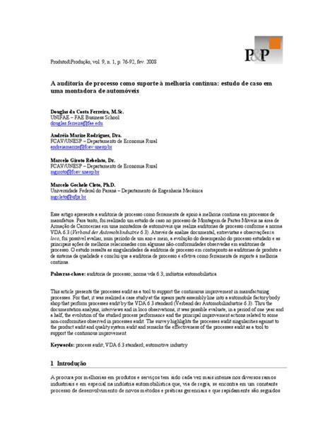 Auditoria De Processos Pdf Qualidade Negócios Embalagem E Rotulagem