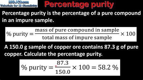 How To Calculate Percentage Purity Of An Impure Sample How To