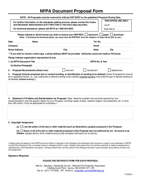Nfpa Technical Committee Document Proposal Form Tia Hydrogenandfuelcellsafety Fill Out