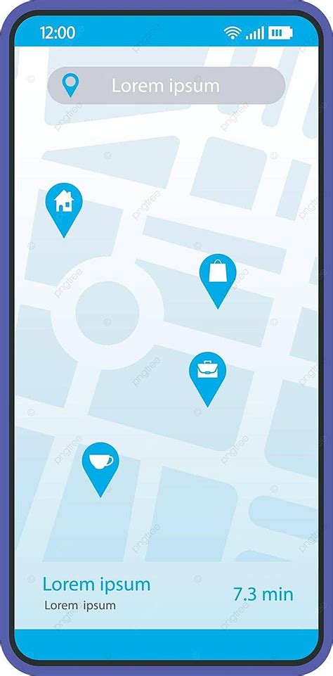 รูปแอพนำทาง Gps อินเตอร์เฟสเวกเตอร์เทมเพลตแอพแบนถนน เวกเตอร์ Png ถนน