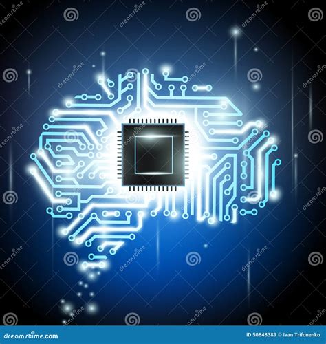 Human Brain As A Computer Chip Stock Vector Illustration Of Intelligence Glowing 50848389