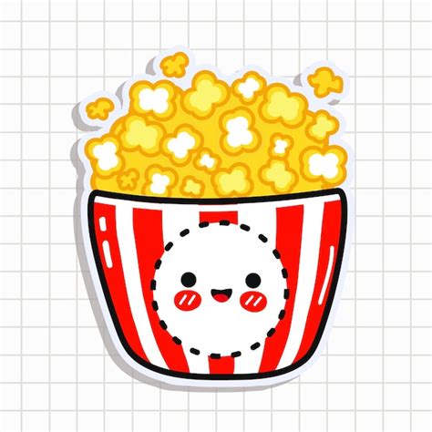 Premium Vector Cute Funny Popcorn Sticker