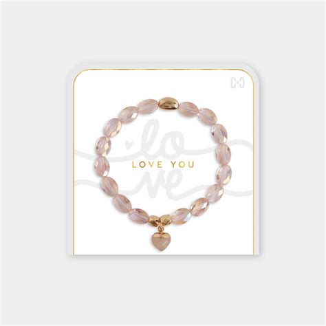 Love You Heart Charm Stretch Bracelet Tgbbrands