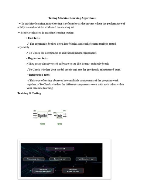 Testing Machine Learning Algorithms Pdf Machine Learning Software