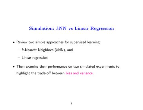 Lec Introduction K Nn Vs Linear Regression Simulation Knn Vs Linear