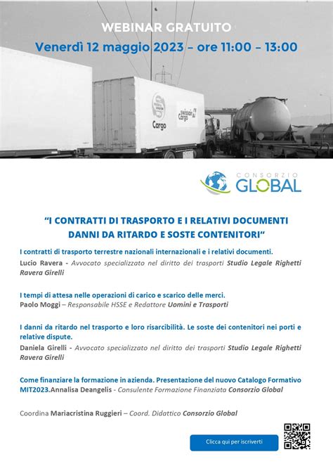 NUOVO WEBINAR GRATUITO I Contratti Da Trasporto E I Relativi