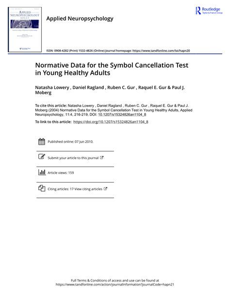 Pdf Normative Data For The Symbol Cancellation Test In Young Healthy