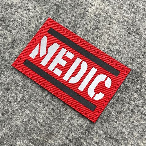 Red And Black Reflective Ir Laser Cut Medic Morale Patch For Ubacs