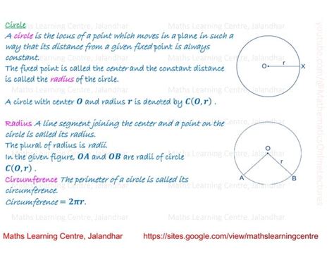 Class 9chapter 10circlesbasic Definitions And Theorems Related To
