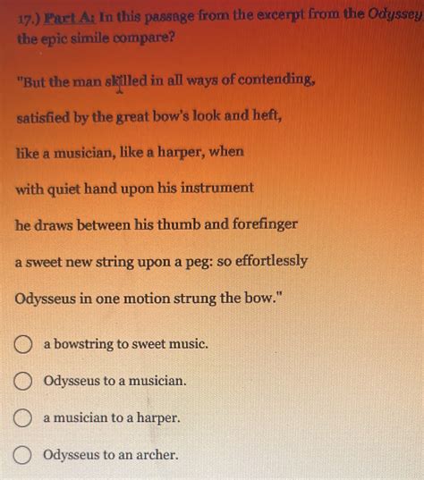 Solved 17 Part A In This Passage From The Excerpt From The Odyssey