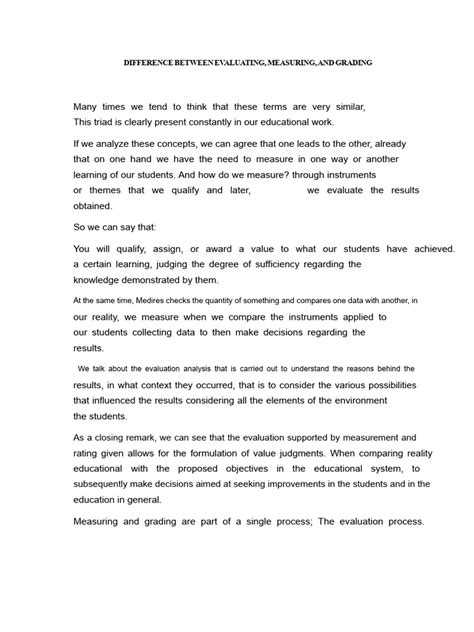 Difference Between Evaluating Measuring And Grading Pdf