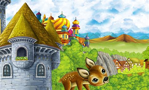 만화 왕국 성 산 숲 농장 그림 0명에 대한 스톡 벡터 아트 및 기타 이미지 0명 건축 건축물 Istock