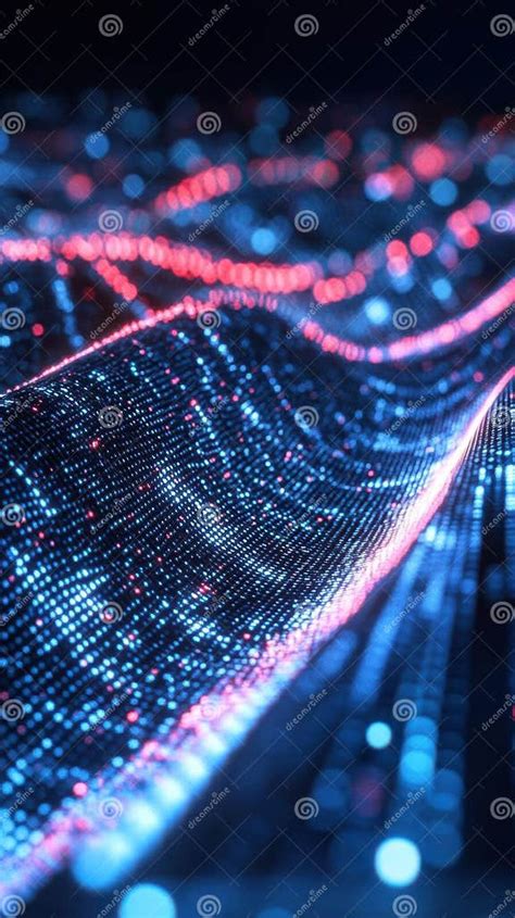 Abstract Digital Wave Flowing Data Visualization Neon Lights Futuristic Concept Stock