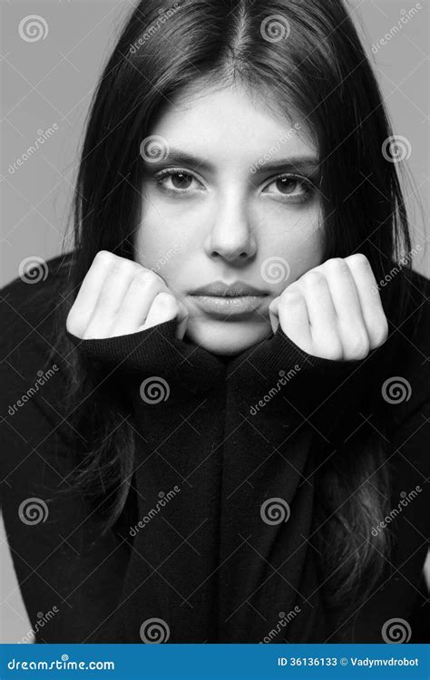 Closeup Portrait Of A Thoughtful Woman Stock Image Image Of