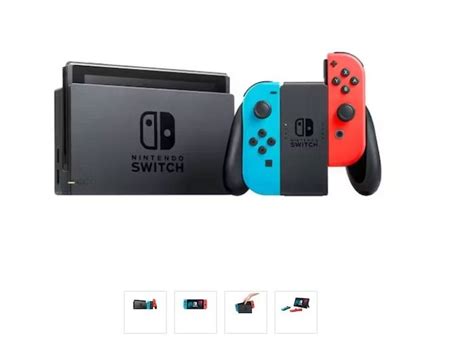 Nintendo Switch Console Neon Blue And Neon Red Joy Con Video Gaming
