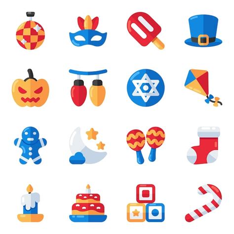 Conjunto De Iconos Planos De Vacaciones Y Viajes Vector Premium