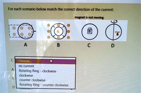 solved for each scenario below match the correct direction of the