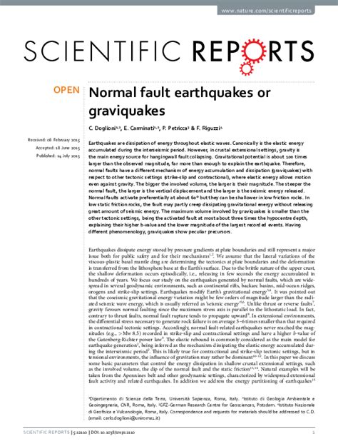 Pdf Normal Fault Earthquakes Or Graviquakes