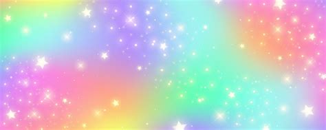 Rainbow Pastel Background With Stars Unicorn Glitter Galaxy Abstract