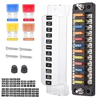 JinYuan 12 Way 12V Fuse Box Blade 12Volt Fuse Block Without LED Indicator Damp Proof Cover 12