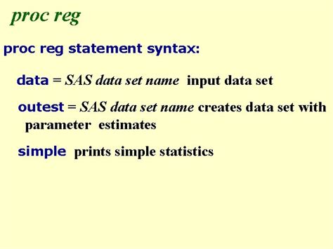 Sas Lecture 5 Some Regression Procedures Aidan Mc