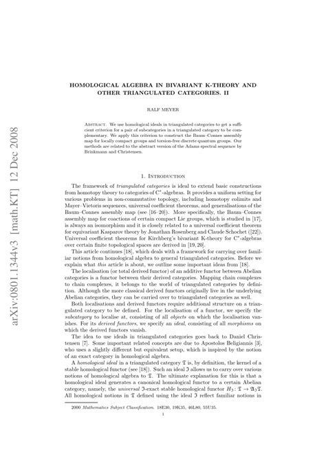 Pdf Homological Algebra In Bivariant K Theory And Other Triangulated