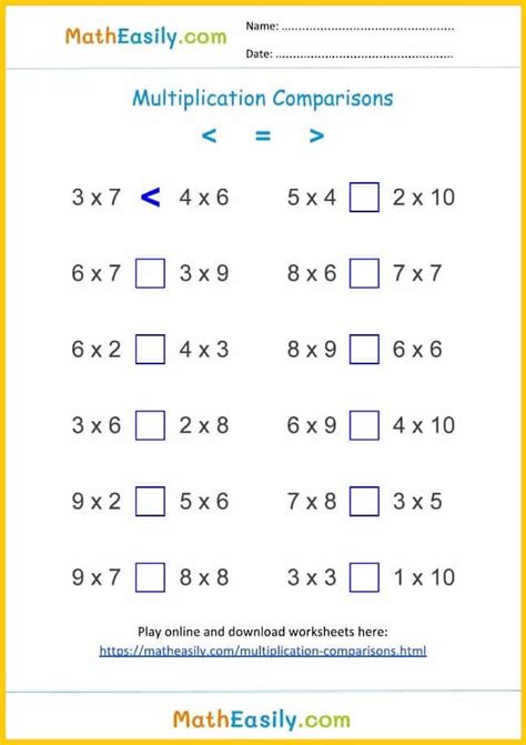 Interpret A Multiplication Equation As A Comparison Worksheet