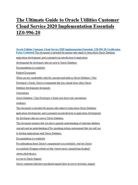 The Ultimate Guide To Oracle Utilities Customer Cloud Service 2020 Implementation Essentials 1z0