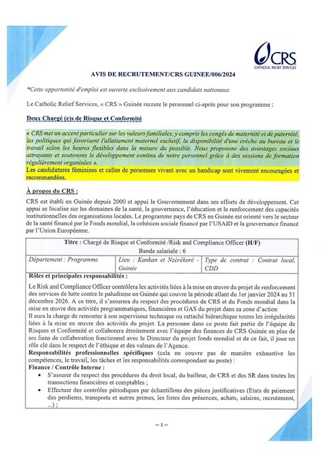 Avis de Recrutement de deux chargé e s du Risque et Conformité
