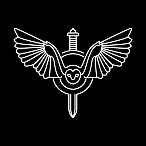 Premium Vector Barn Owl Fly Wings Hunter Freedom With Sword Line Style Simple Logo Design