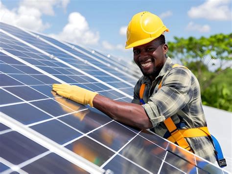 Technician Inspecting A Partially Assembled Solar Panel Premium AI
