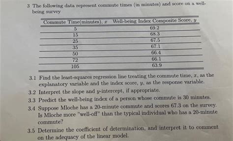 solved 3 the following data represent commute times in