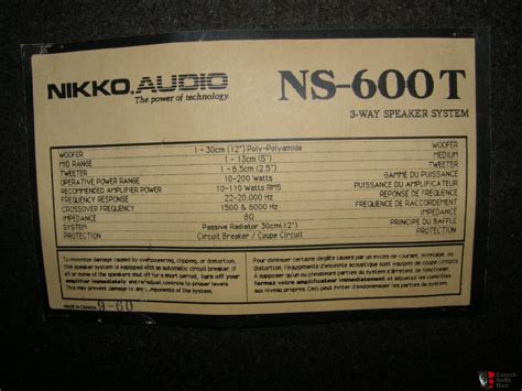 Nikko Ns 600 T For Sale Canuck Audio Mart