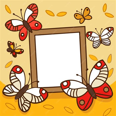 Premium Vector Butterfly Frame Hand Drawn Flat Stylish Cartoon