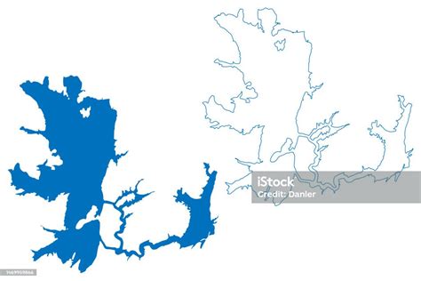 Lake Strawberry Reservoir Carte Illustration Vectorielle Croquis