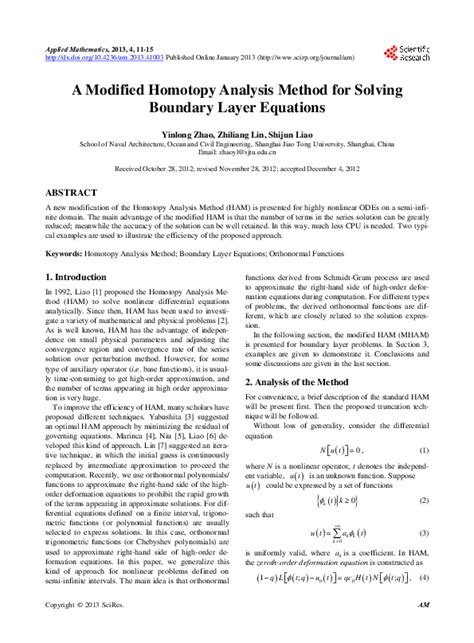 Pdf A Modified Homotopy Analysis Method For Solving Boundary Layer