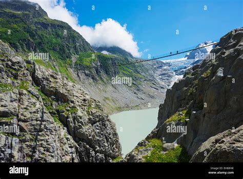 Triftbruke Trift Bridge Canton Of Bern Switzerland Europe Stock