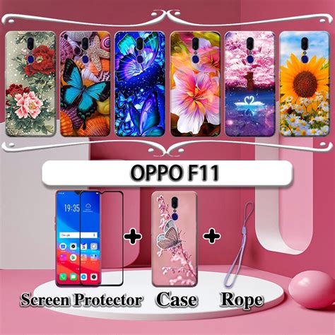 In Oppo F Case With Tempered Glass Curved Ceramic Screen Protector Flowers Shopee