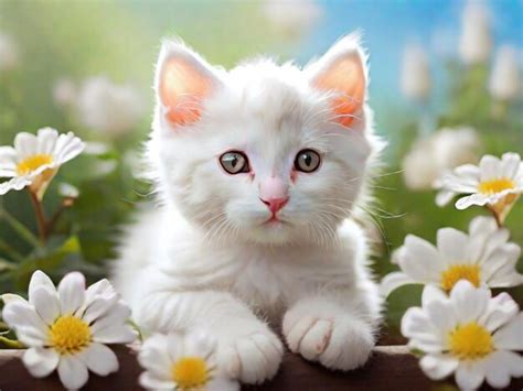 Premium Photo Beautiful White Cute Cat