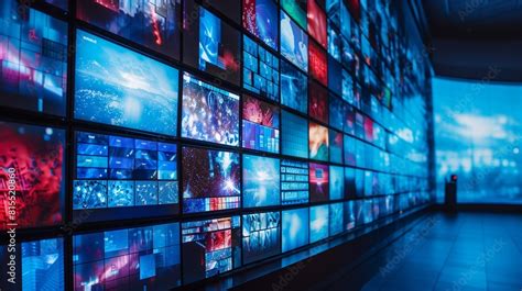 Multimedia Video Wall With Various Images A Captivating View Of A Wall