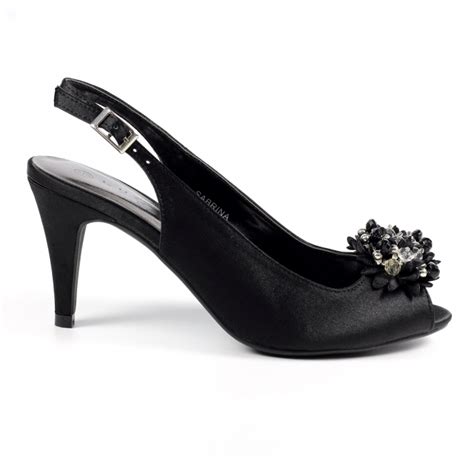 Sabrina Black Satin Slingback Court Lunar Elegance Lunar Shoes