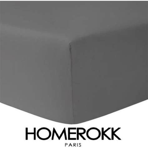 Drap Housse 200 X 200 Cm ANTHRACITE 100 Coton 57 Fils Cm
