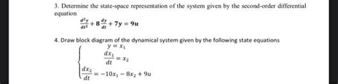 Solved 3 Determine The State Space Representation Of The Chegg Com