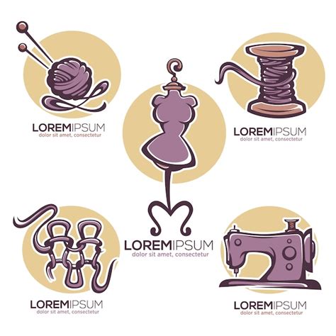 Conjunto de logotipos hechos a mano diseño y moda Vector Premium