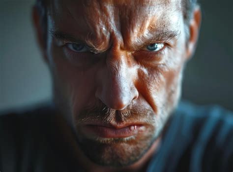 Closeup Portrait Of An Angry Man Premium Ai Generated Image